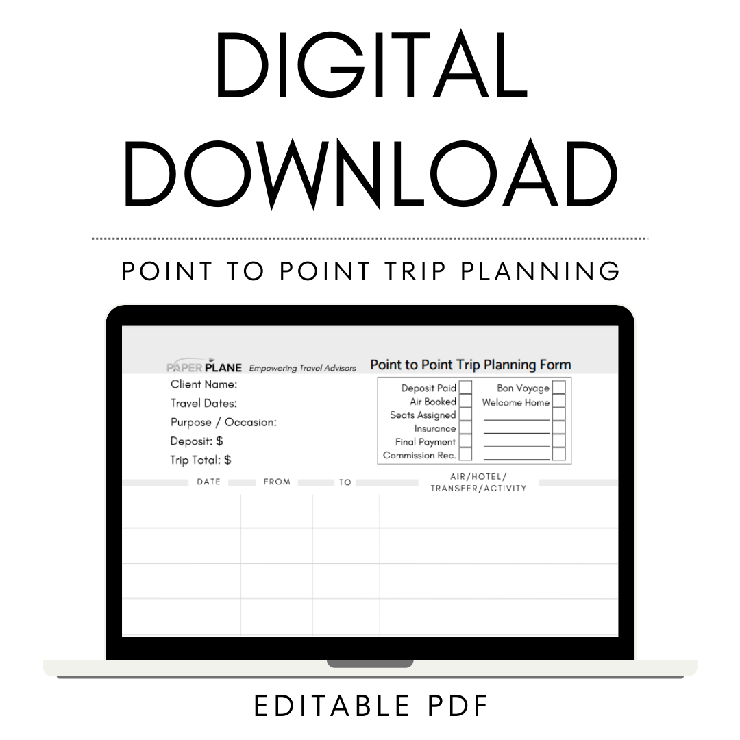 Point to Point Trip Planning Form - Digital Download – Paper Plane
