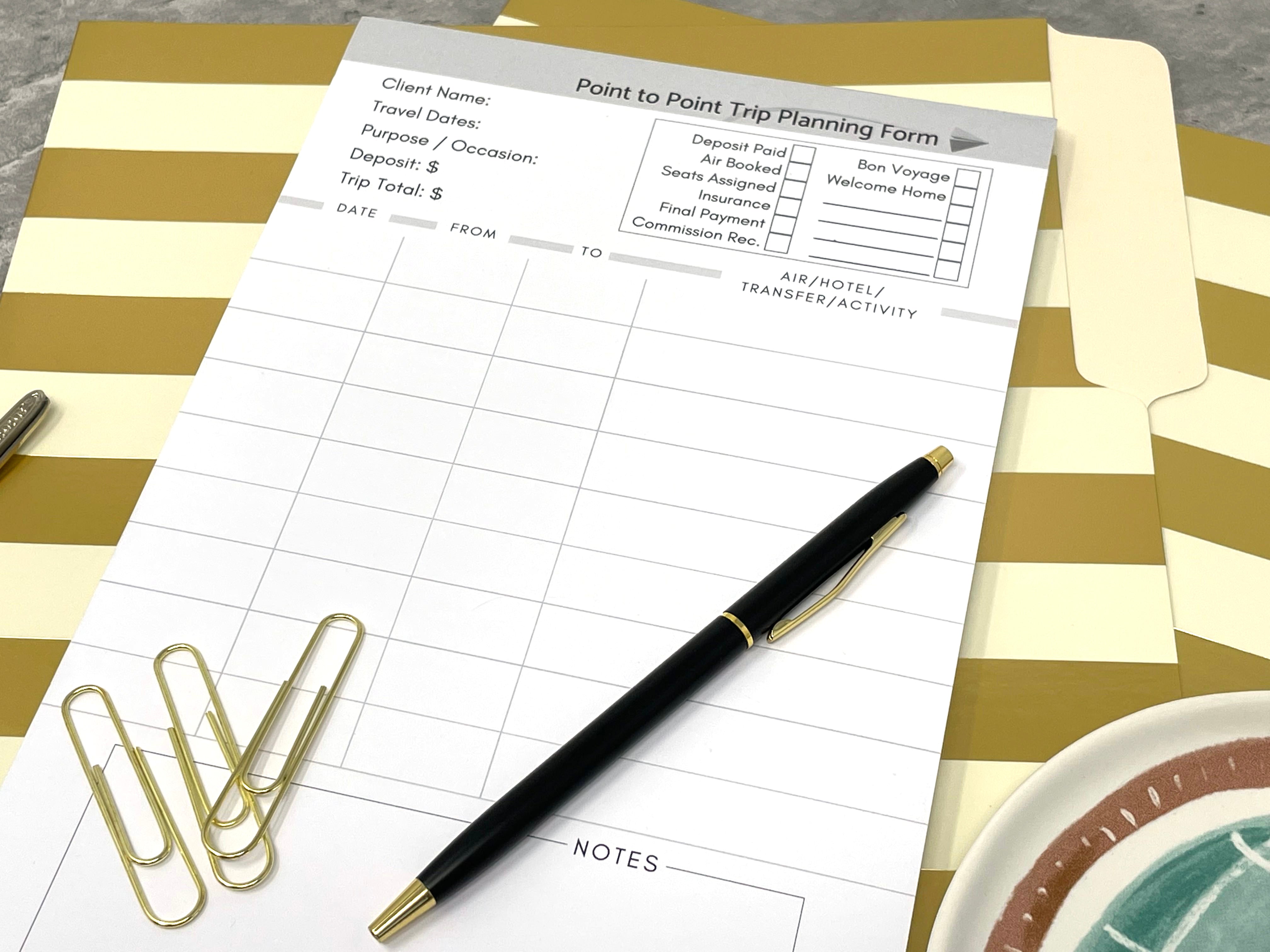 Point to Point Trip Planning Form Notepad – Paper Plane